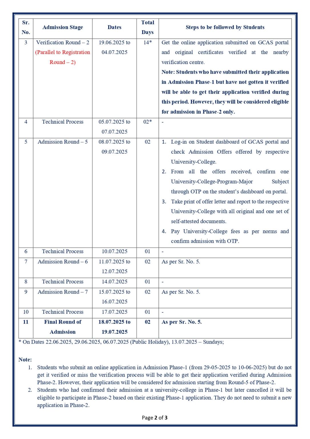 GCAS PG Admission Phase-2 2025-26: Important Dates, Process ...